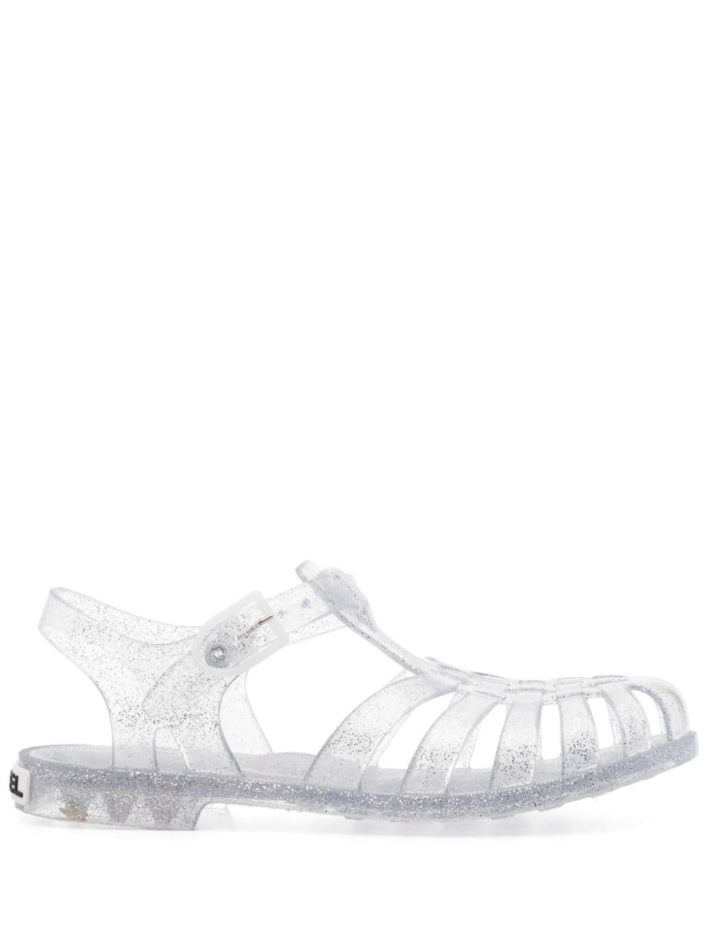 CAREL PARIS Méduse Glittered Caged Sandals in White | Lyst