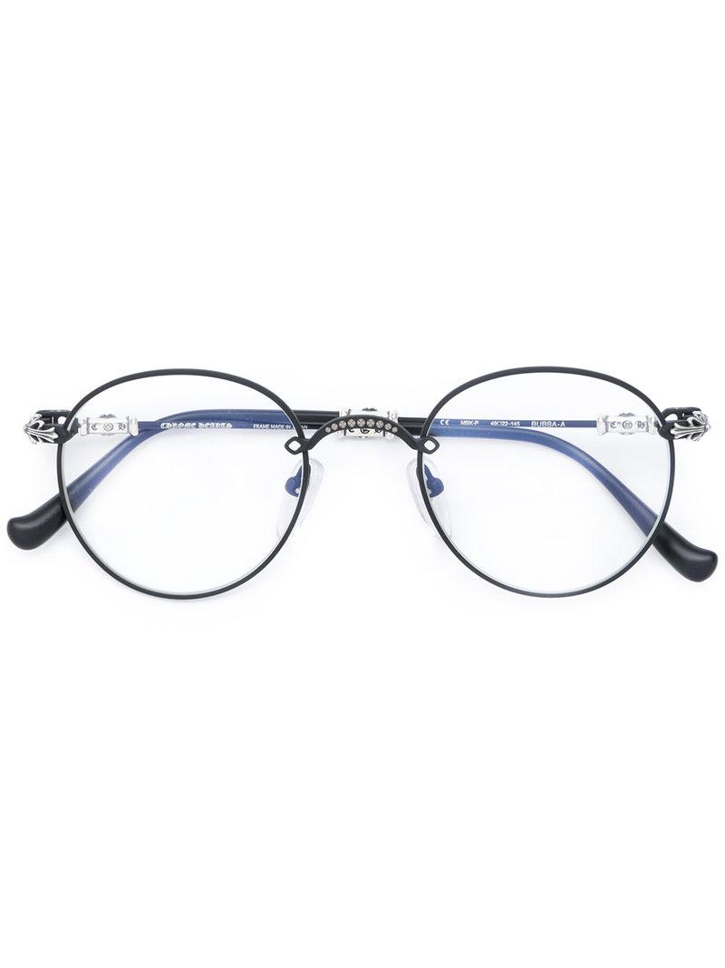 Chrome Hearts Round Frame Glasses in Black | Lyst