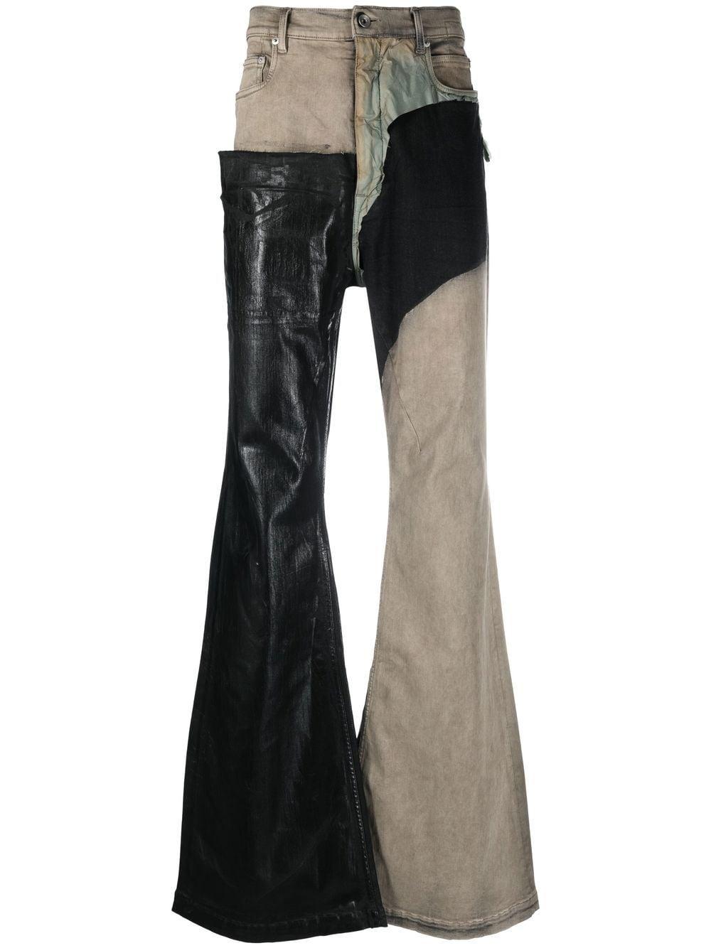 Rick Owens Asymmetric Patchwork Flared Jeans in Black for Men | Lyst