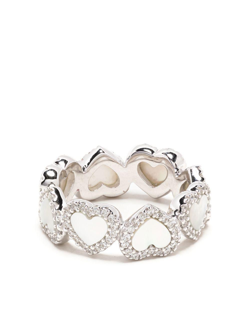 Apm Monaco Heart-motif Embellished Ring in White | Lyst