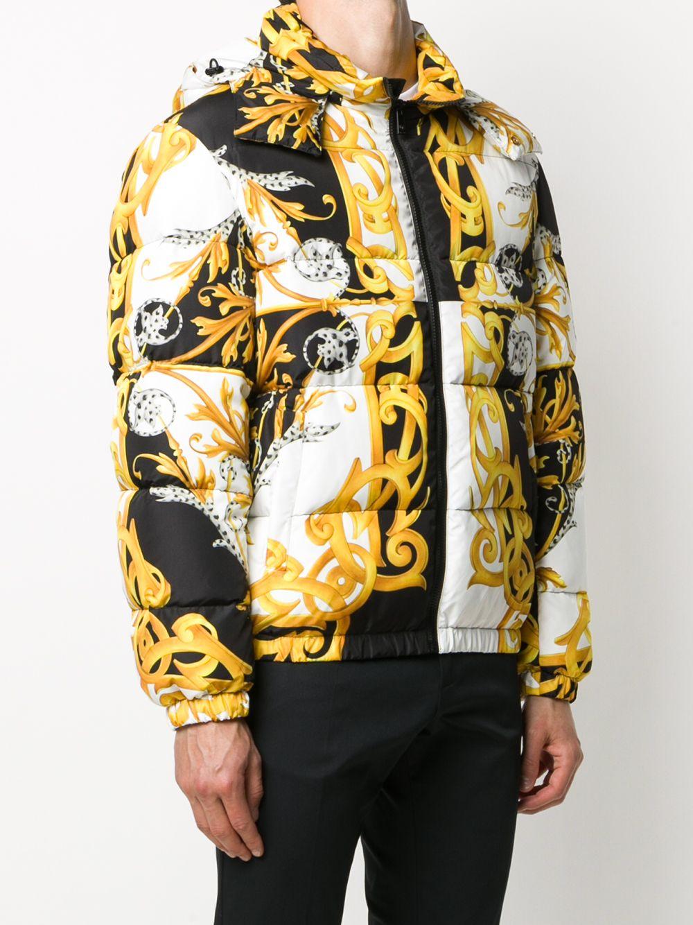 Versace Cotton Baroque Print Puffer Jacket in Yellow for Men - Lyst