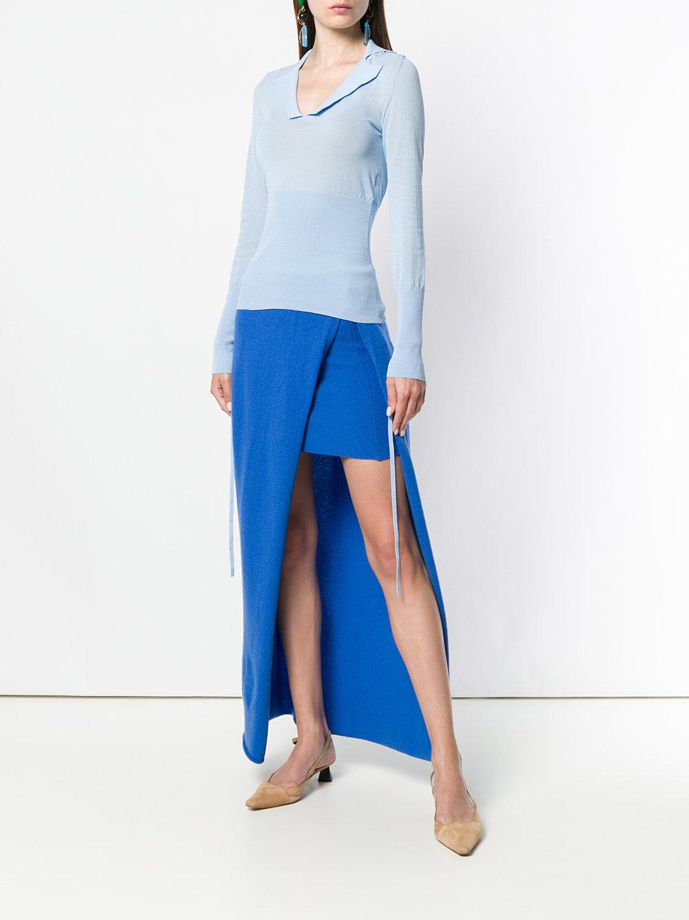 Jacquemus Cashmere Asymmetrical Layer Skirt in Blue - Lyst