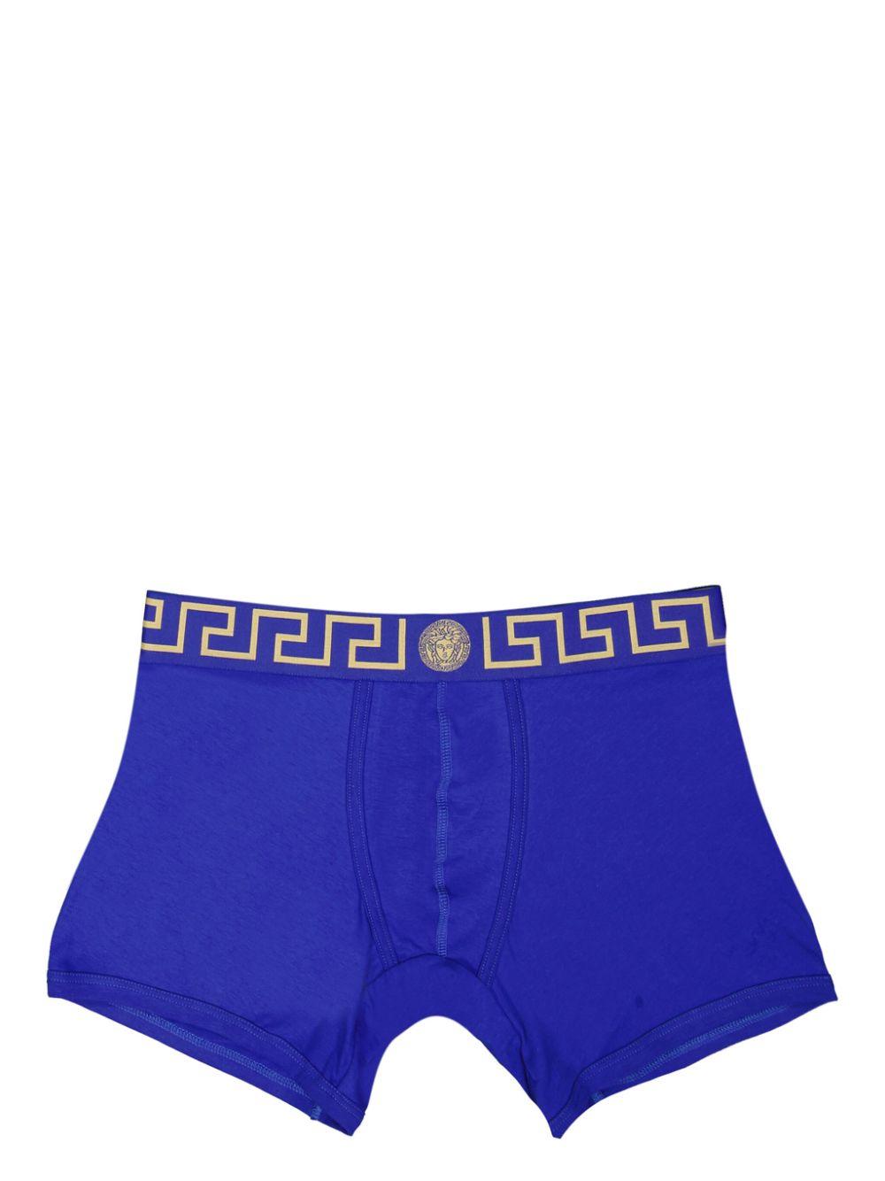 Versace Greca Border Long Boxers in Blue for Men | Lyst