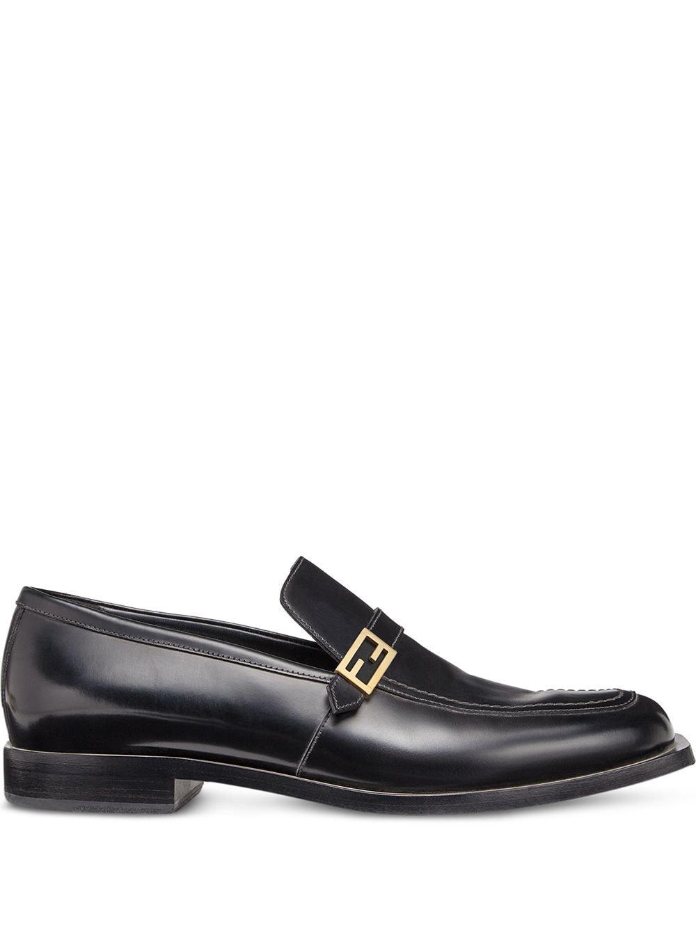 Fendi Smooth Ff Detail Loafers in Black for Men - Lyst
