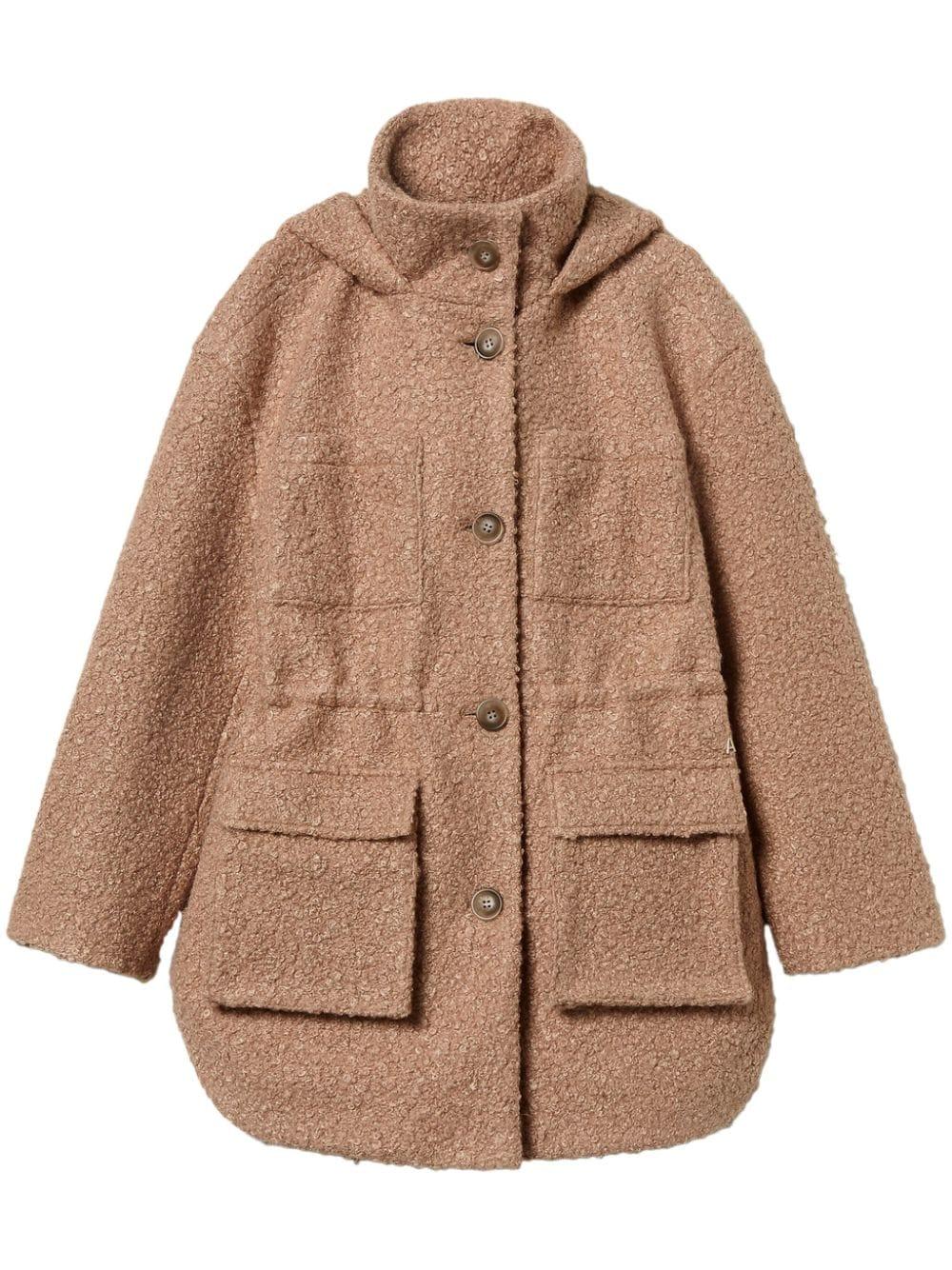 Twin Set Curly-Finish Parka Coat in Natural | Lyst