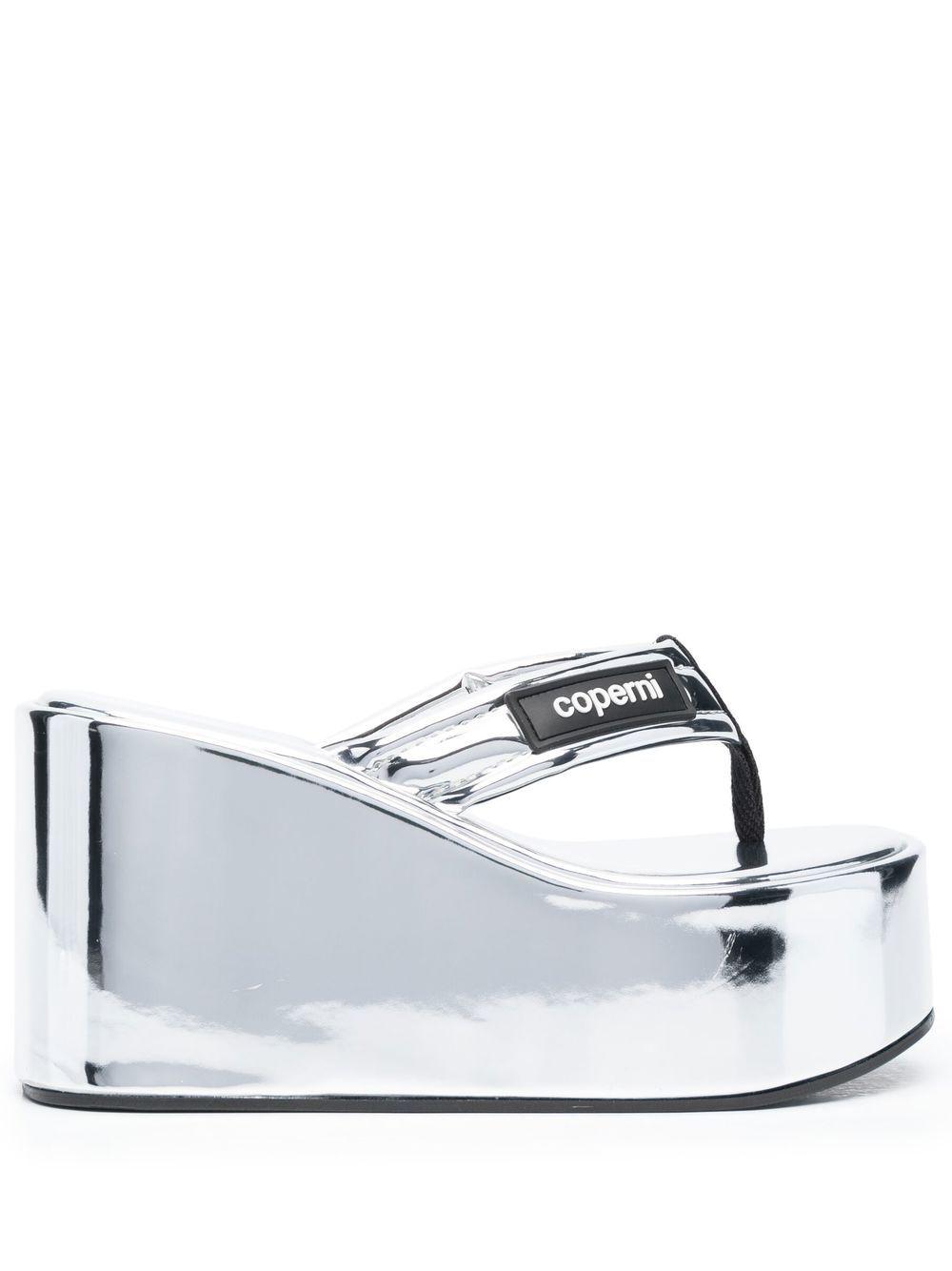 Coperni Metallic Platform Thong-strap Sandals in White | Lyst