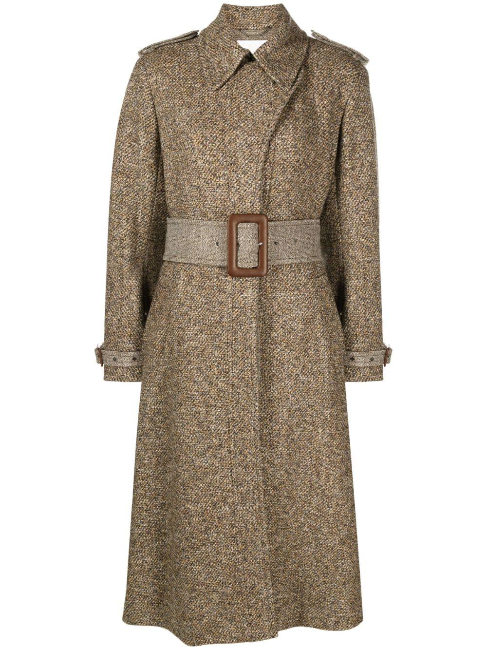 Chloé Belted Wool-blend Tweed Coat in Natural | Lyst UK