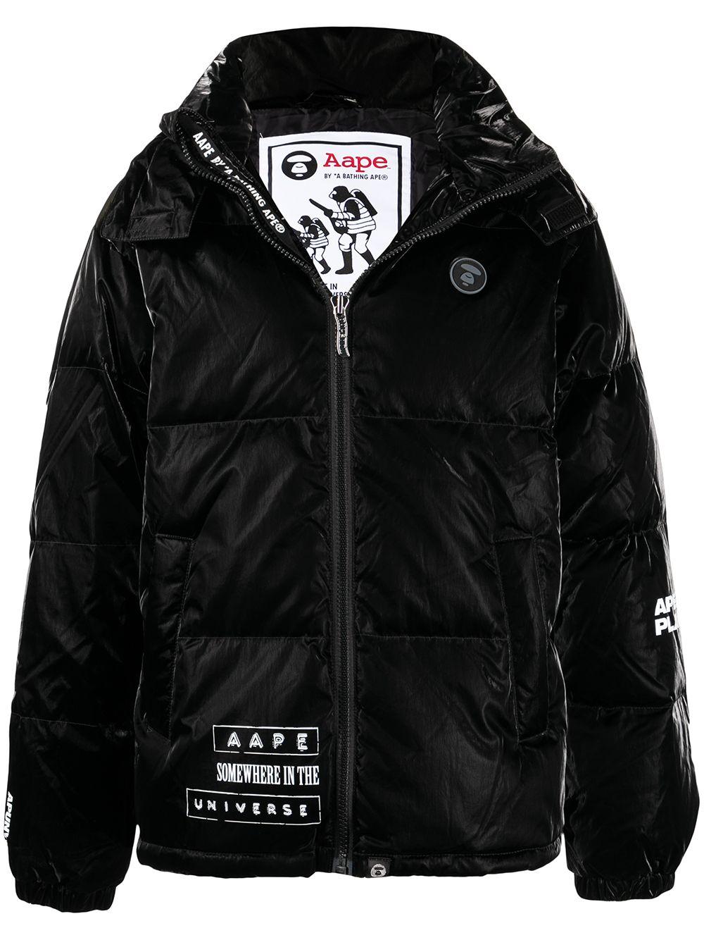 Aape By A Bathing Ape Logo-Patch Glossy Puffer Jacket in Black for Men ...