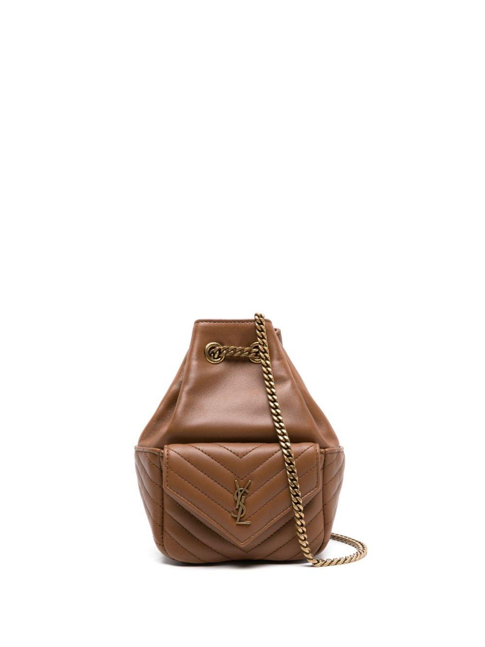 Saint Laurent Mini Joe Quilted Leather Bucket Bag in Brown | Lyst