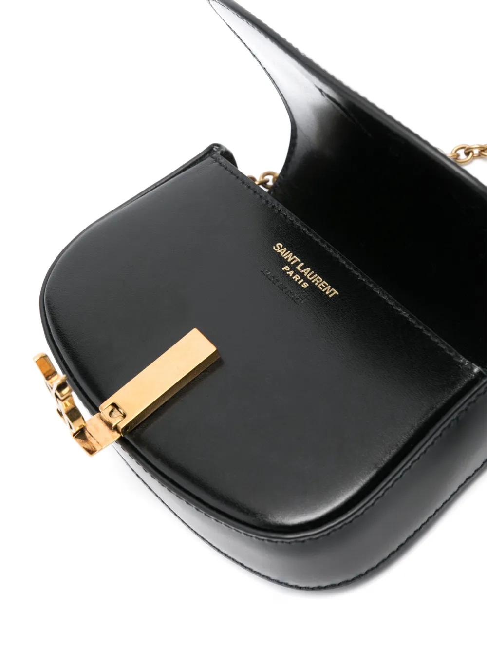 Saint Laurent Logo-Plaque Leather Mini Bag in Black | Lyst Saint Laurent Logo-Plaque Leather Mini Bag in Black | Lyst
