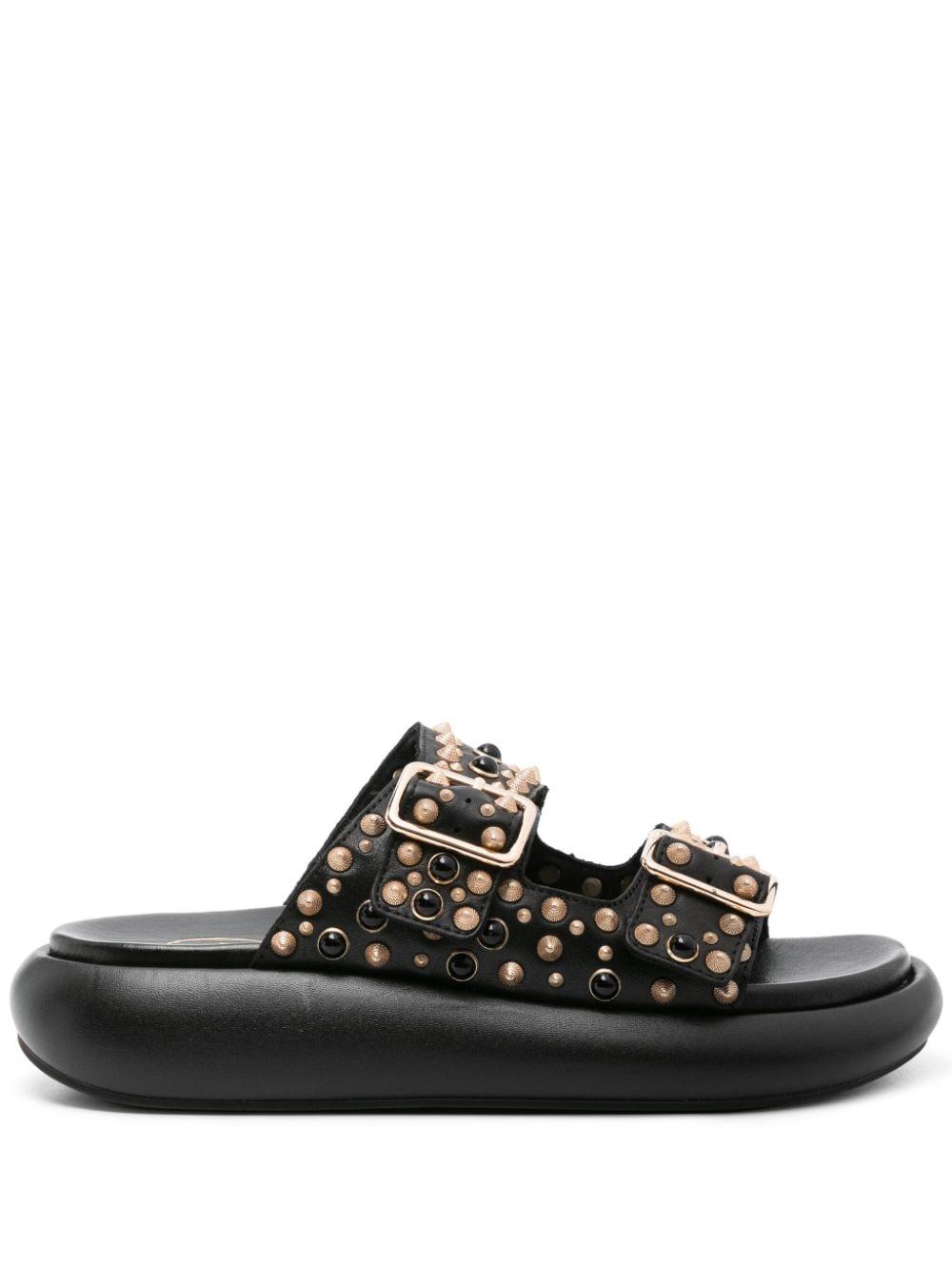 Ash Viking Black Leather Studded Chunky Sliders | Lyst UK