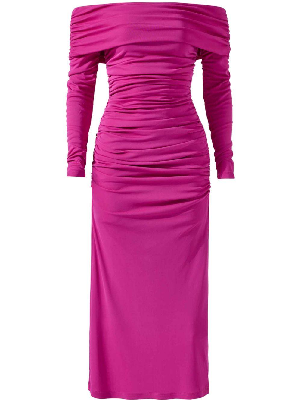 Carolina Herrera Ruched-Detailing Midi Dress in Pink | Lyst