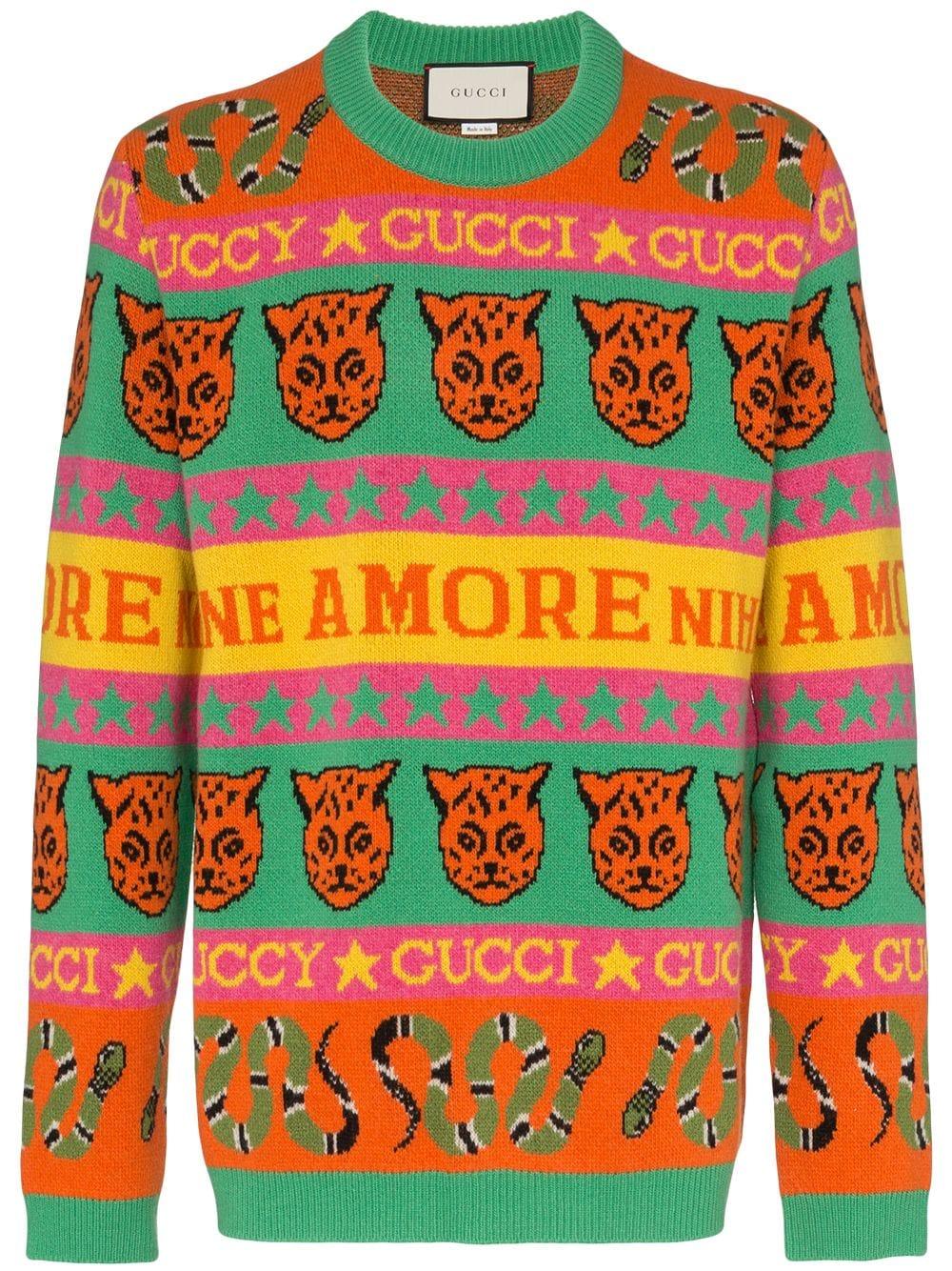Gucci Tiger Snake Striped Wool Jumper for Men | Lyst Gucci Tiger Snake Striped Wool Jumper for Men | Lyst