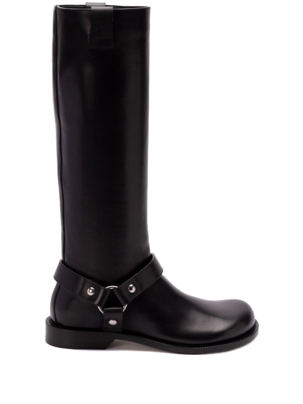 Loewe `Campo` High Biker Boots in Black | Lyst