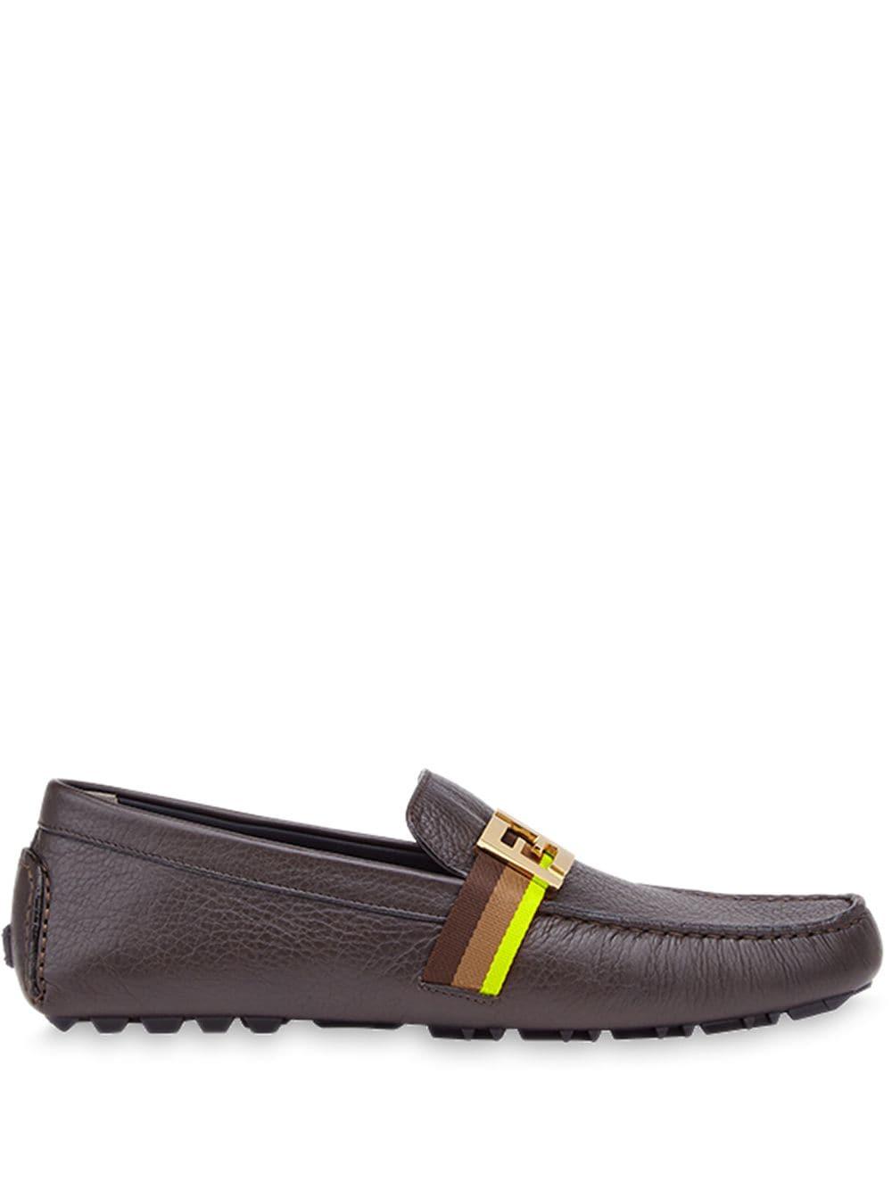 Fendi Leather Ff Motif Loafers in Brown for Men - Lyst