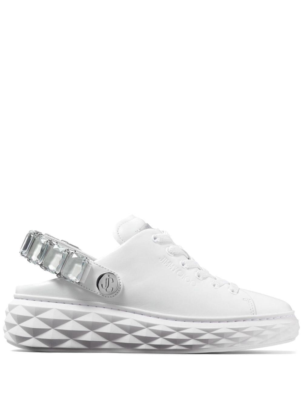 Jimmy Choo Diamond Maxi Crystal Leather Sneakers in White | Lyst
