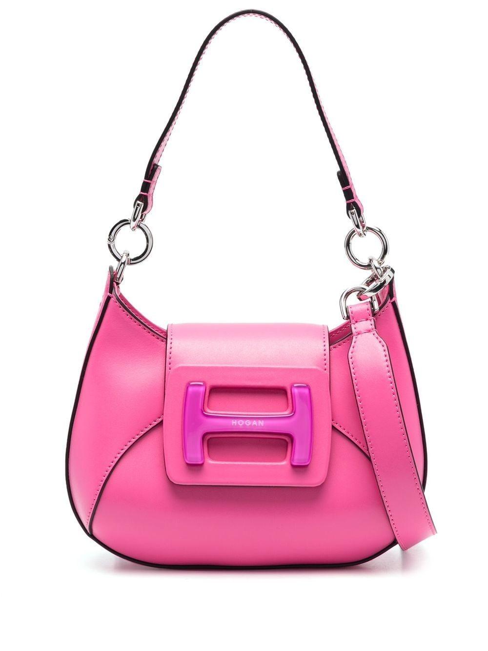 Hogan H-bag Mini Hobo Leather Shoulder Bag in Pink | Lyst