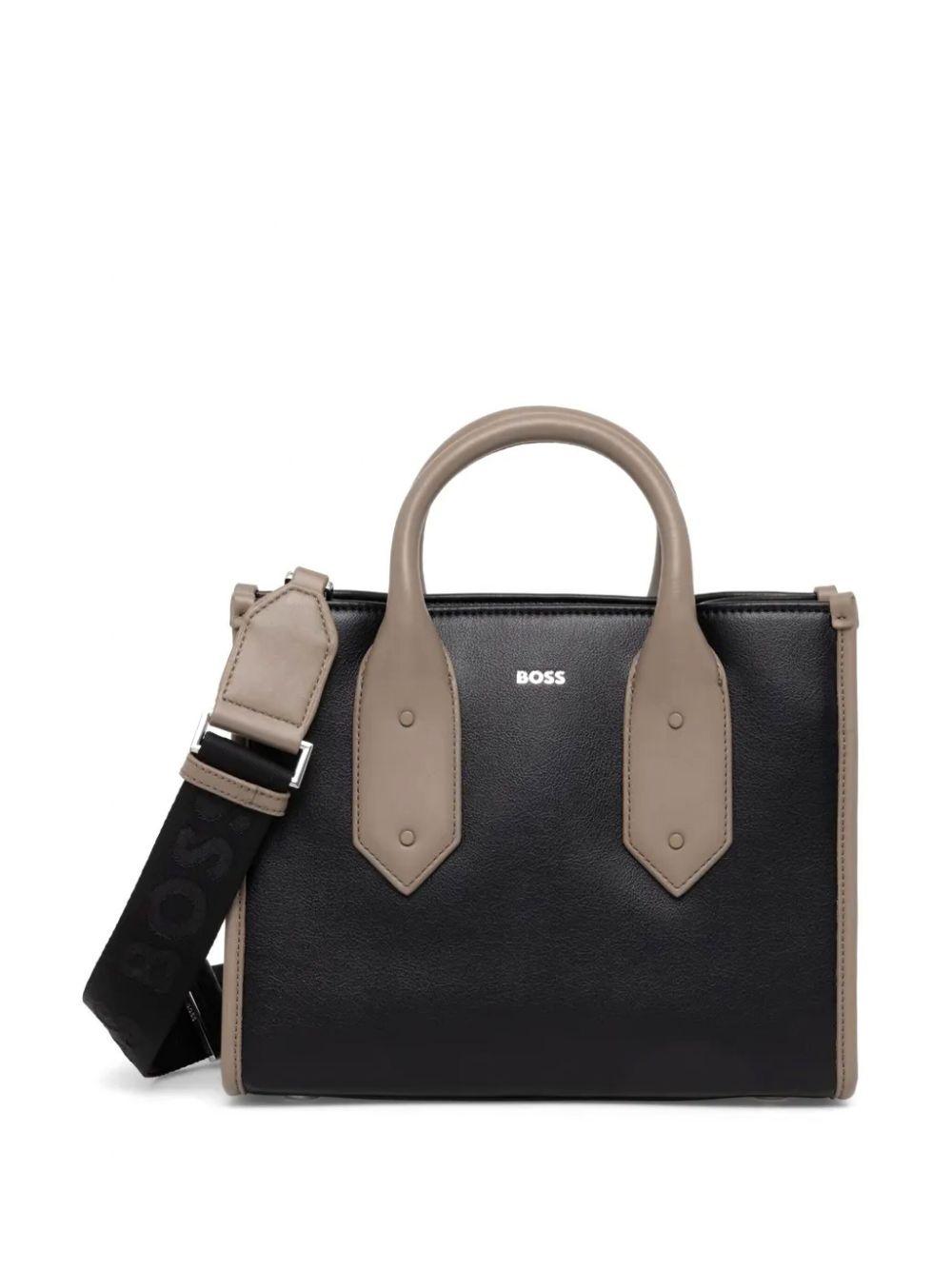BOSS Logo Two-Way Handbag in Black | Lyst