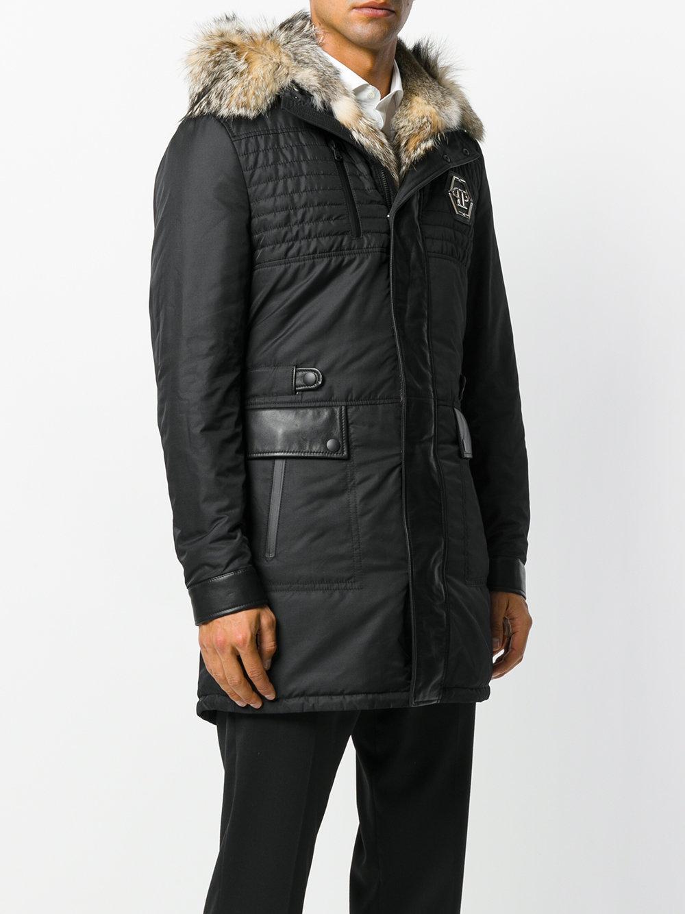 Philipp Plein Fur Infinity Parka Coat in Black for Men - Lyst