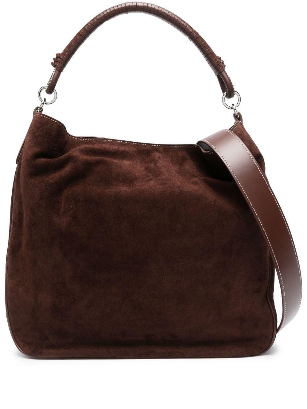 STAUD Perry Suede Shoulder Bag in Brown | Lyst
