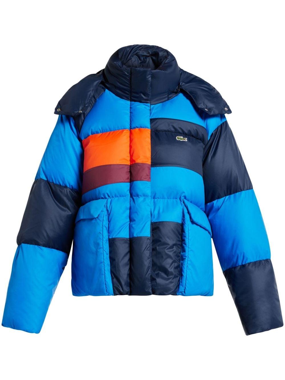 Lacoste Oversized Padded Color-Block Puffer Jacket in Blue | Lyst