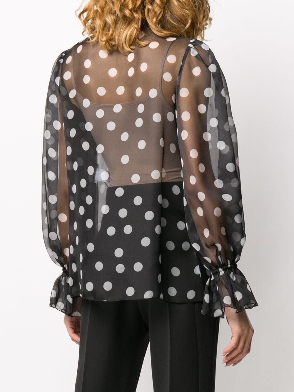 Dolce And Gabbana Chiffon Polka Dot Blouse In Black Lyst