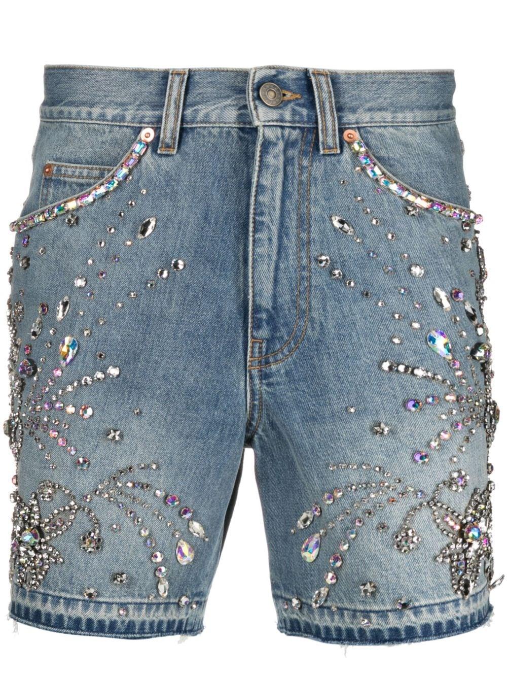 Gucci Crystal-Embellished Denim Shorts in Blue for Men | Lyst