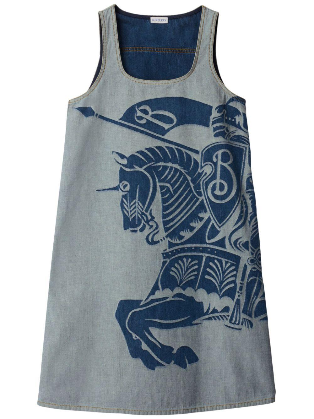 Burberry Equestrian Knight Design Denim Mini Dress in Blue | Lyst