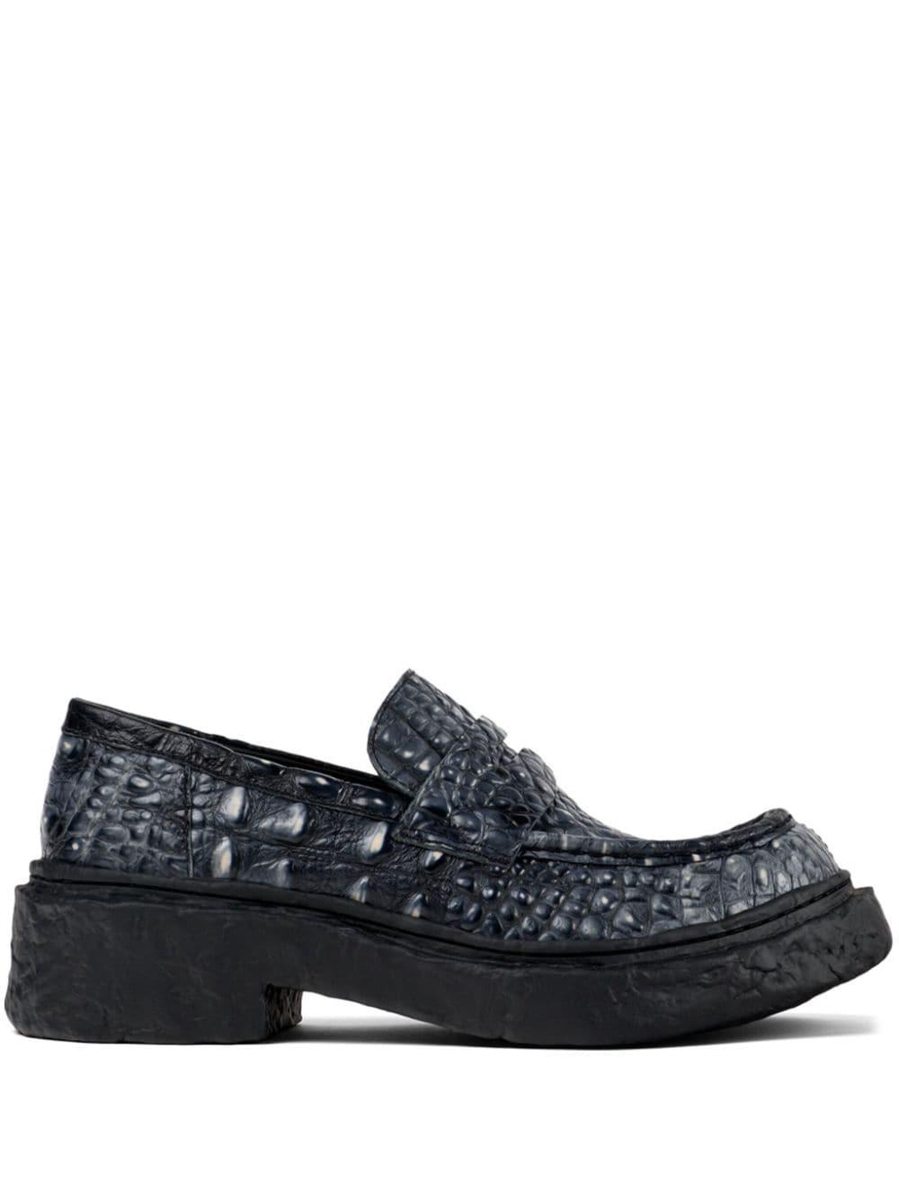 CAMPERLAB Vamonos Croc-Effect Leather Loafers in Black | Lyst