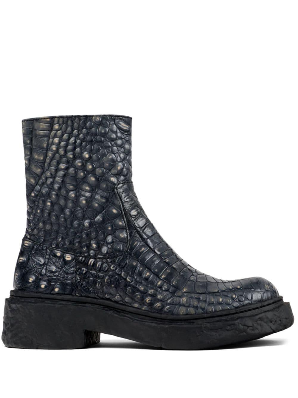 CAMPERLAB Vámonos Crocodile-Effect Ankle Boots in Black | Lyst