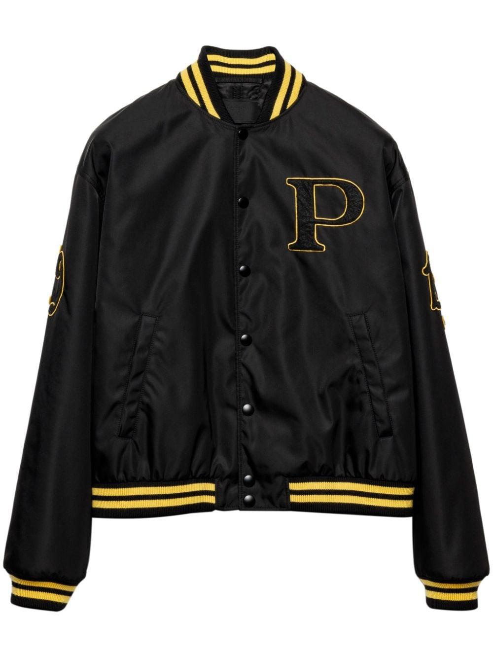 Prada Patch Bomber Jacket in Black for Men | Lyst