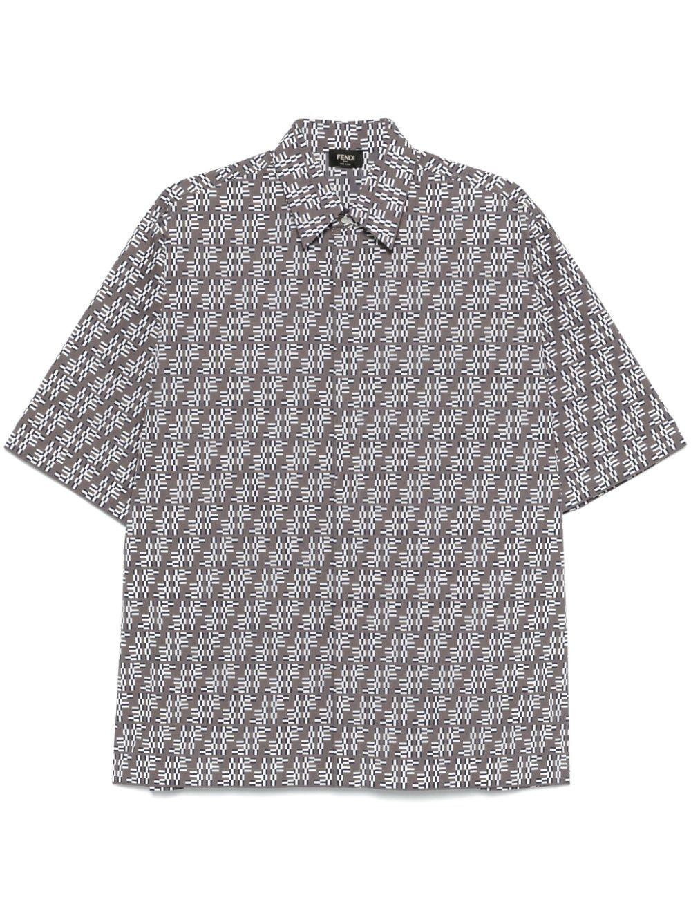 Fendi Poplin FF Labyrinth Pattern Shirt in Grey for Men | Lyst UK