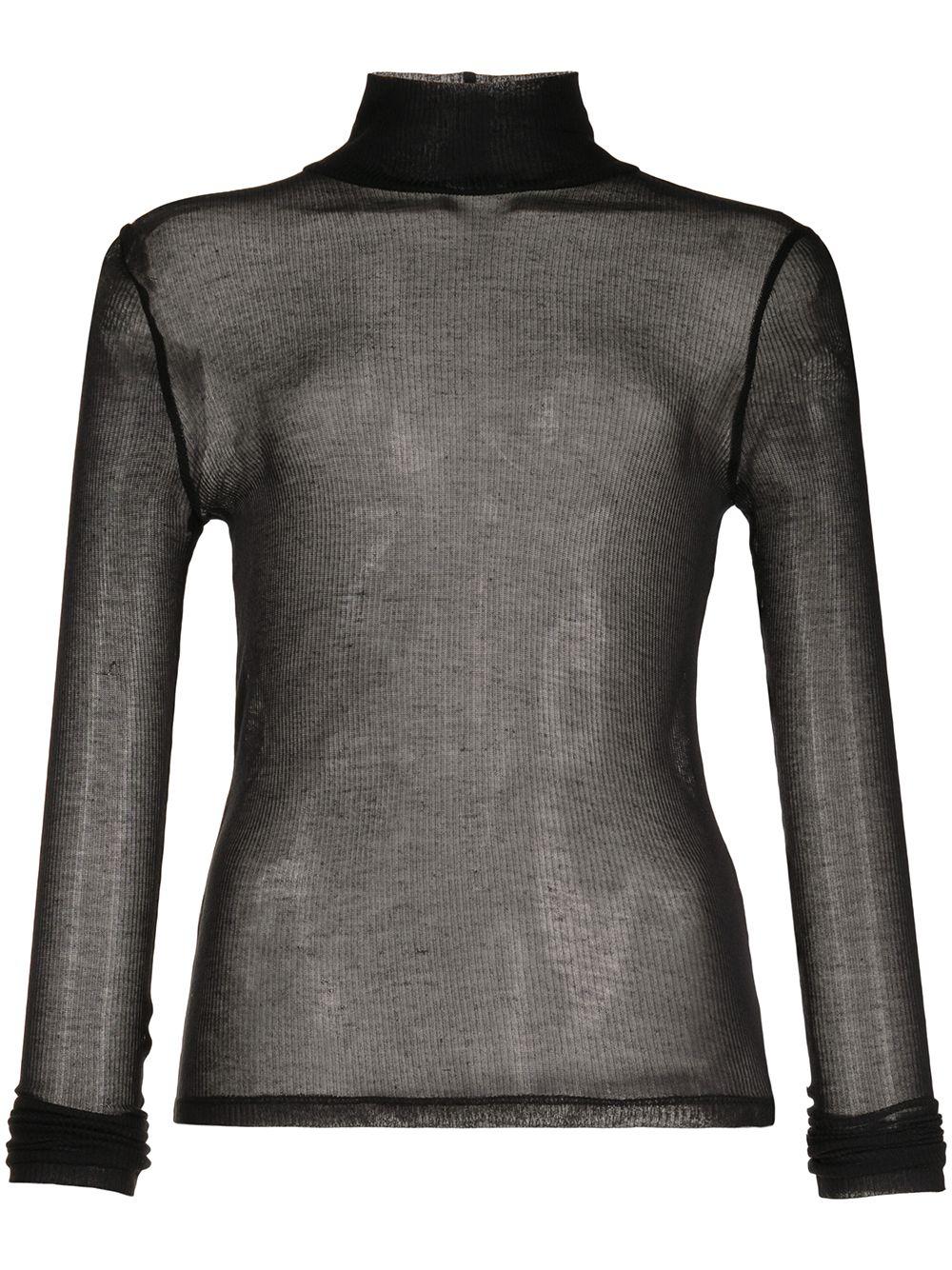 Kiki De Montparnasse Ribbed Intime Semi Sheer Top In Black Lyst