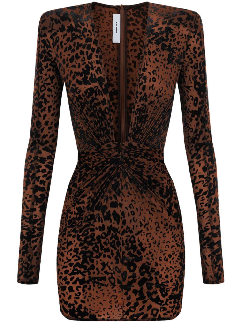 Alex Perry Leopard-Print Dress in Brown | Lyst