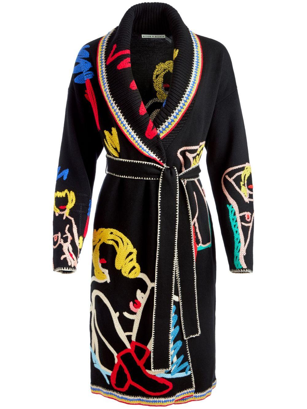 Alice + Olivia Embroidered Wool-Blend Cardi-Coat with Shawl Lapels in ...