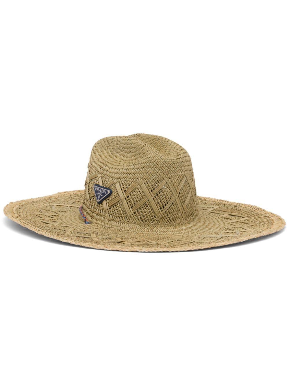 Prada Triangle-logo Woven-straw Hat in Natural for Men | Lyst