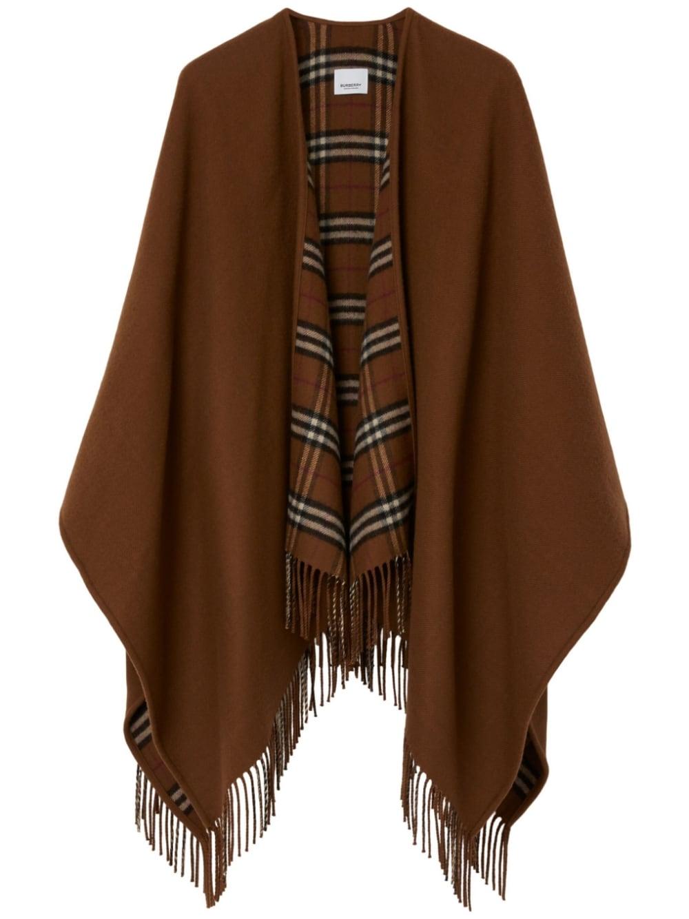 Burberry Reversible Wool Cape in Brown | Lyst