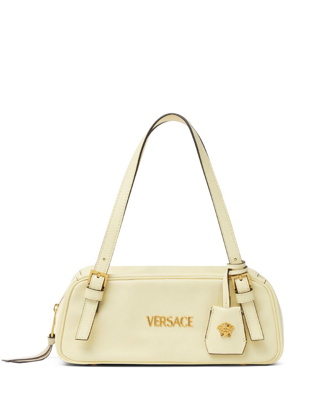 Versace Logo-Lettering Tote Bag in Natural | Lyst