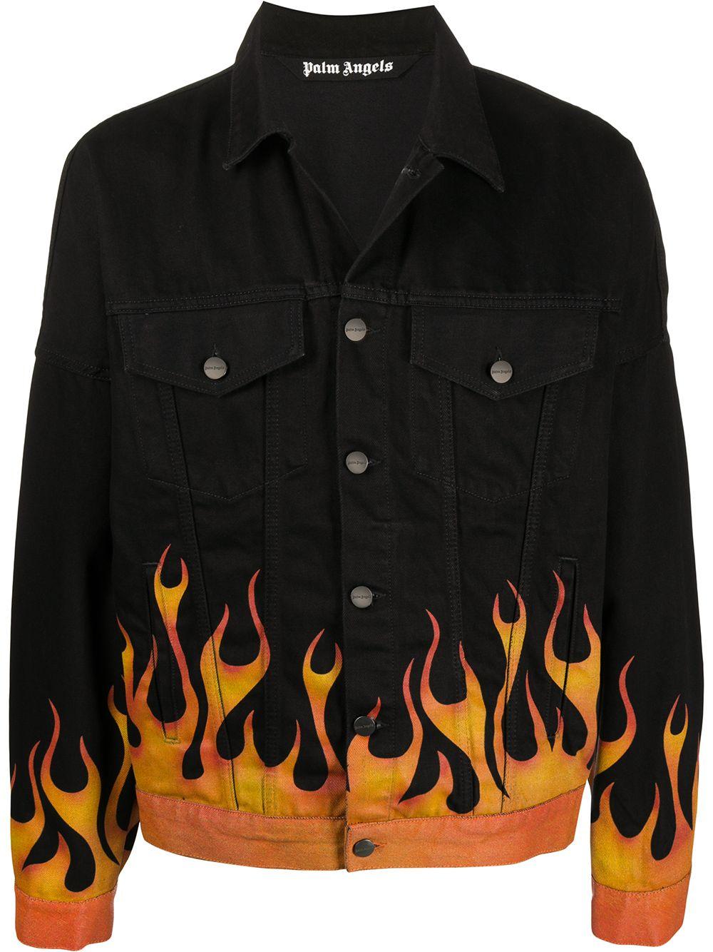 Palm Angels Flames Denim Jacket in Black for Men - Save 17% - Lyst