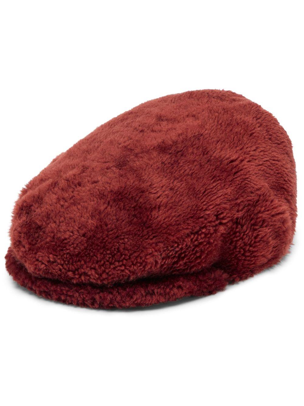 Brunello Cucinelli Shearling Beret in Red | Lyst