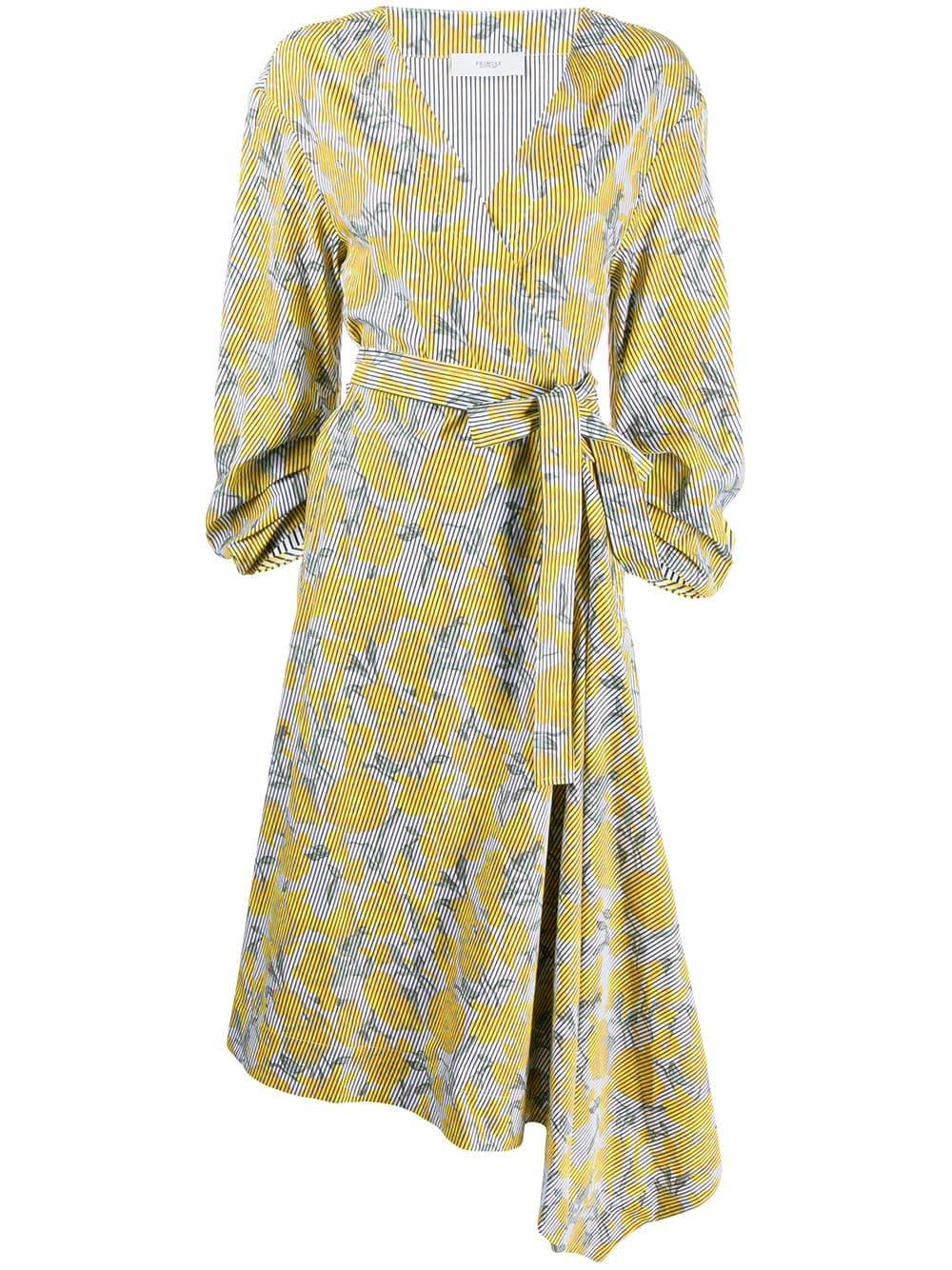 Pringle of Scotland Cotton Floral Wrap Dress in Yellow - Lyst