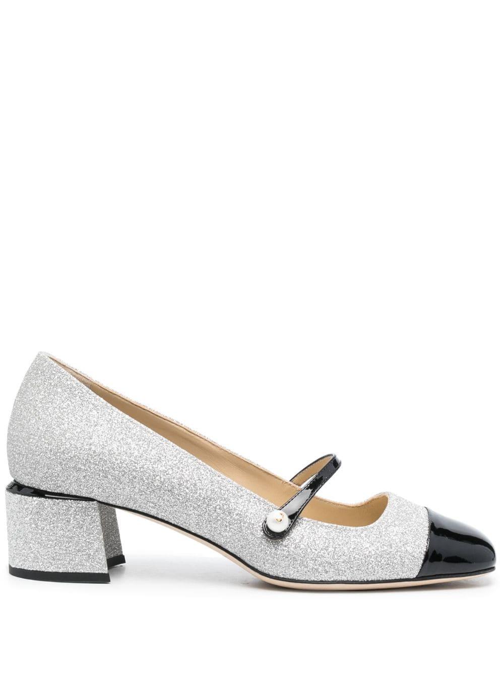 Jimmy Choo Elisa 45mm Square-toe Pumps in Metallic | Lyst
