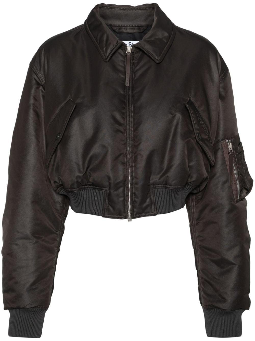 Acne Studios Cropped Padded Bomber Jacket in Black | Lyst