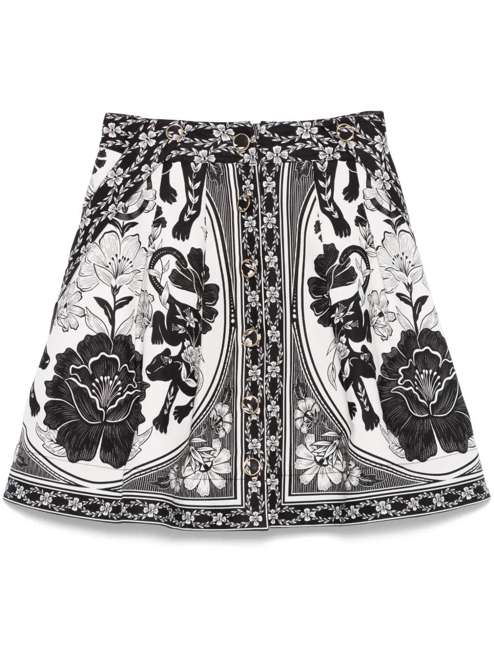 FARM Rio Flower Leopard Mini Skirt in Black | Lyst