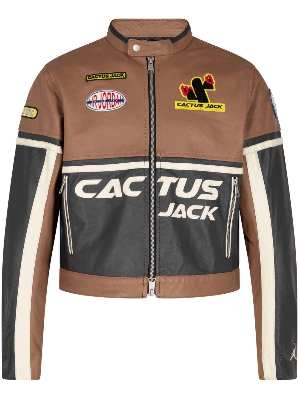 Travis Scott X Cactus Jack Leather Jacket in Gray | Lyst