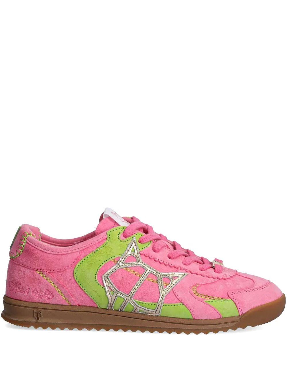 Naked Wolfe Logo-Patch Sneakers in Pink | Lyst