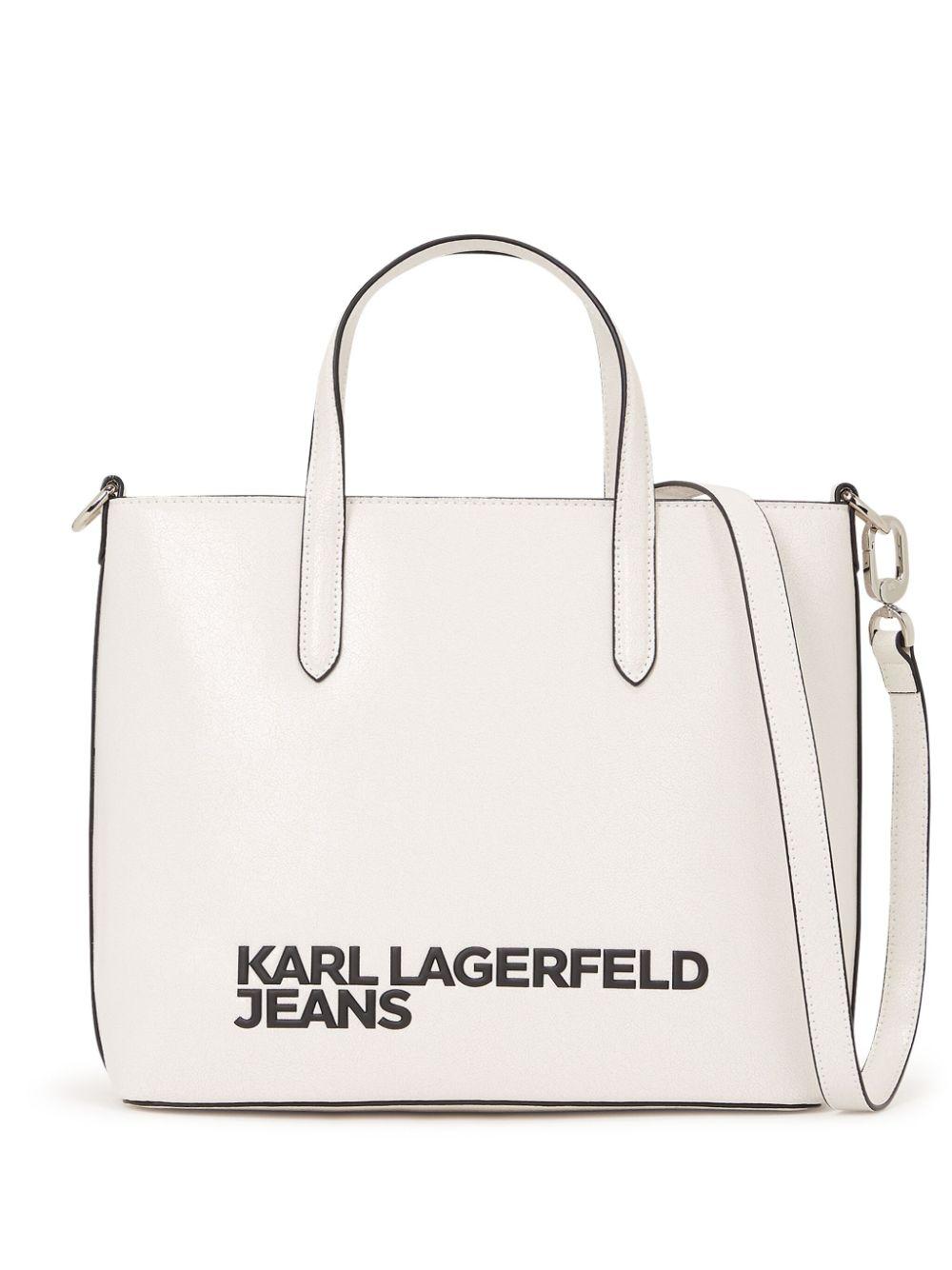 Karl Lagerfeld Mini Logo Tote Bag In White Lyst Karl Lagerfeld Mini Logo Tote Bag In White Lyst