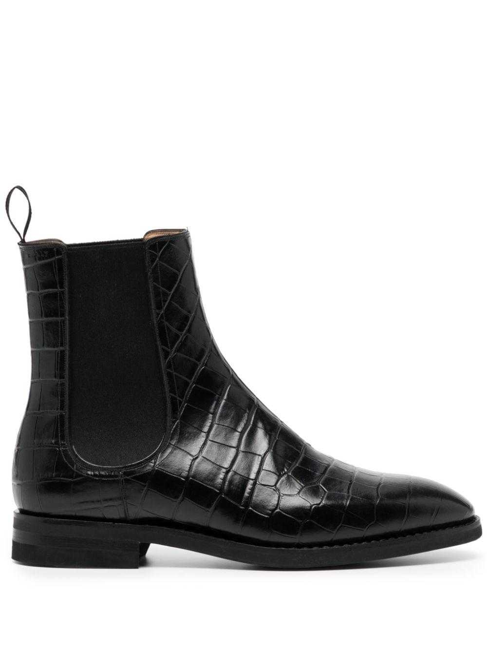 Bally Crocodile-Effect Leather Boots in Black for Men | Lyst