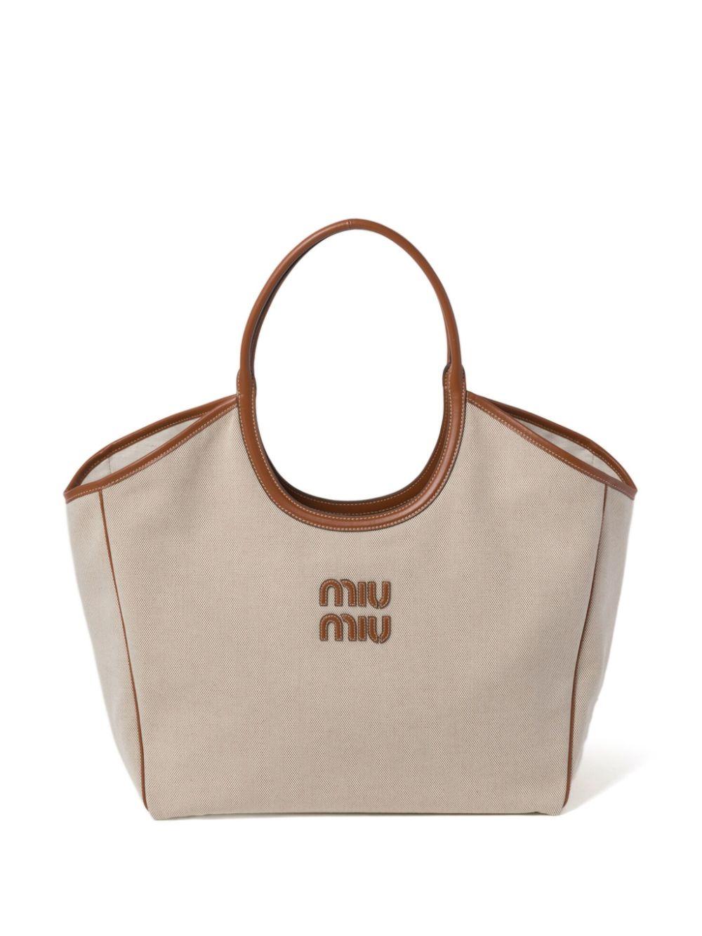 Miu Miu Ivy Tote Bag in Natural | Lyst