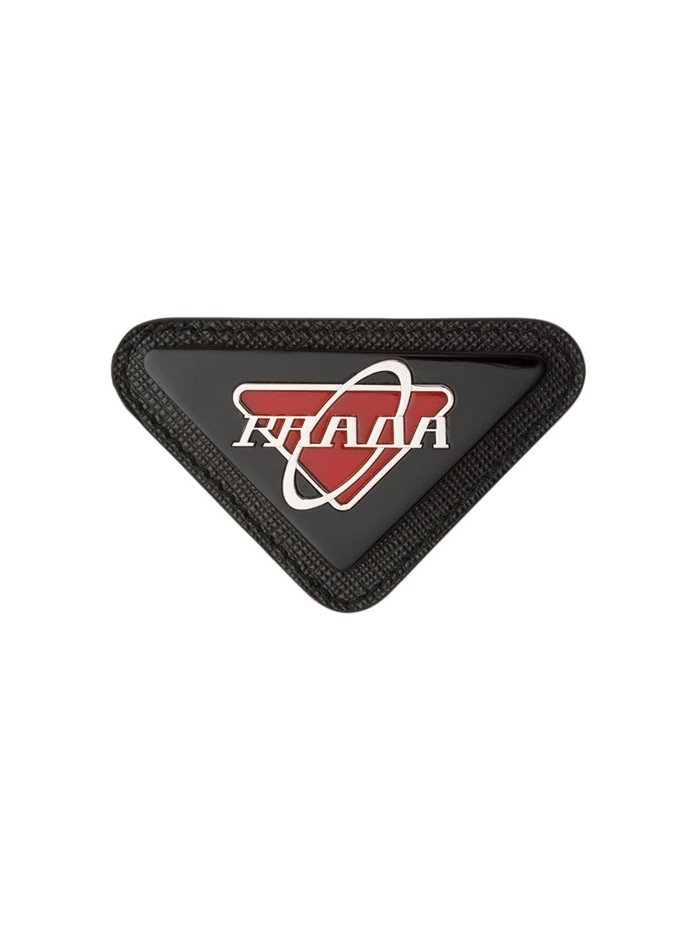 Prada Enamelled Triangular Logo Pin in Black for Men | Lyst